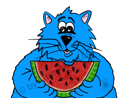 Art Prints Fat Cat Fat Cat - Watermelon Arts by Mary